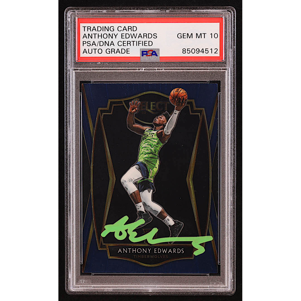 Anthony Edwards Signed 2020-21 Select Prizms Blue #169 RC (PSA ...