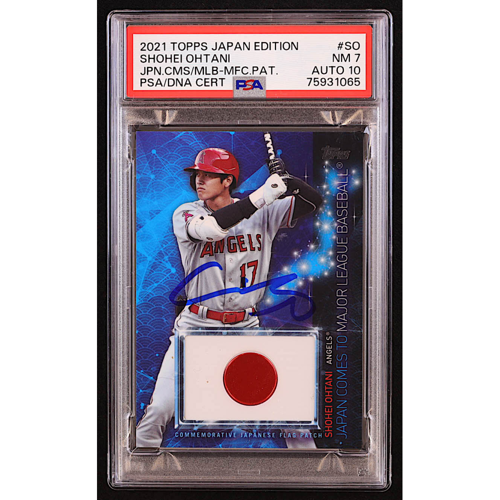 Shohei Ohtani Signed 2021 Topps Japan Japan Comes to MLB Manufactured Patch #JCMRSO #2/10 (PSA 7 ...