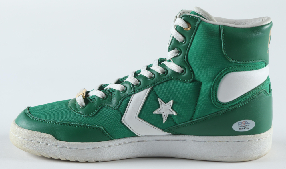 Larry Bird Signed Converse Celtics Basketball Shoe with Wood Glass ...