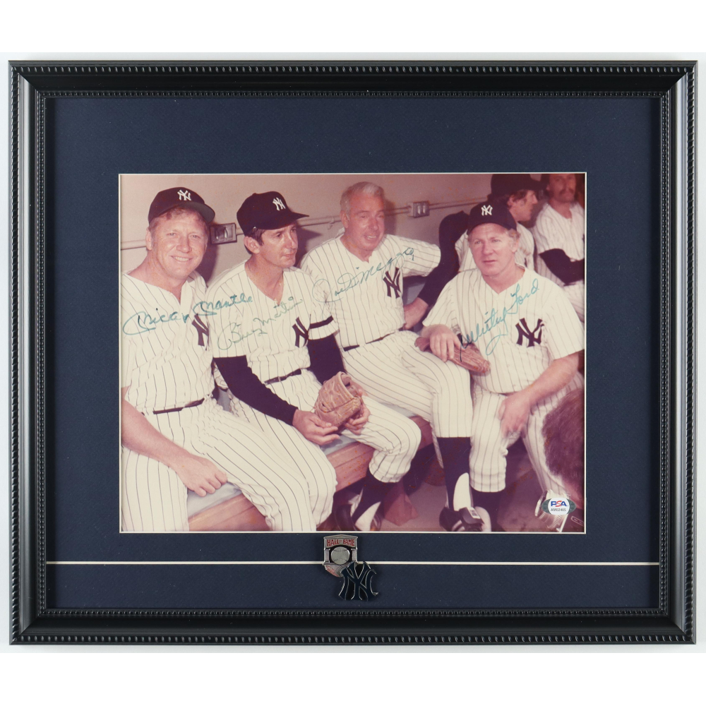 Yankees Legends Custom Framed Photo Display Signed By (4) With Mickey ...