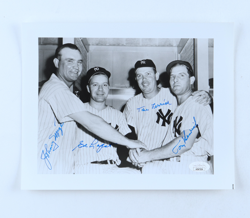 Yankees 8x10 Photo Signed by (4) with Johnny Mize, Eddie Lopat, Tom ...