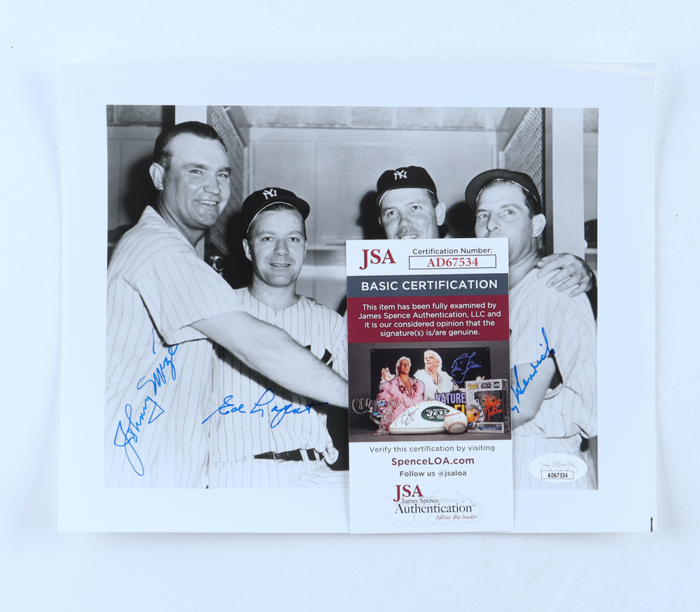 Yankees 8x10 Photo Signed by (4) with Johnny Mize, Eddie Lopat, Tom ...