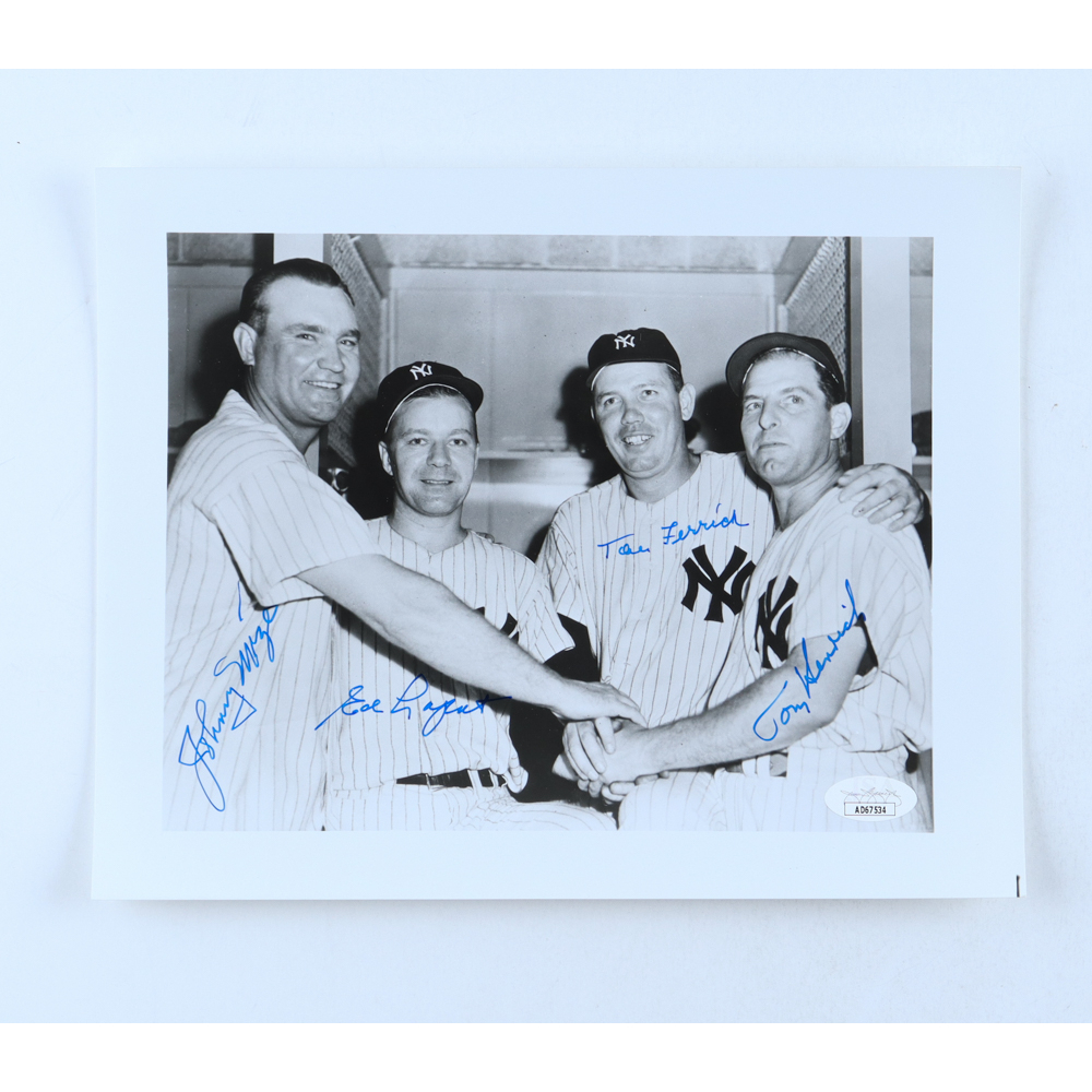 Yankees 8x10 Photo Signed by (4) with Johnny Mize, Eddie Lopat, Tom ...