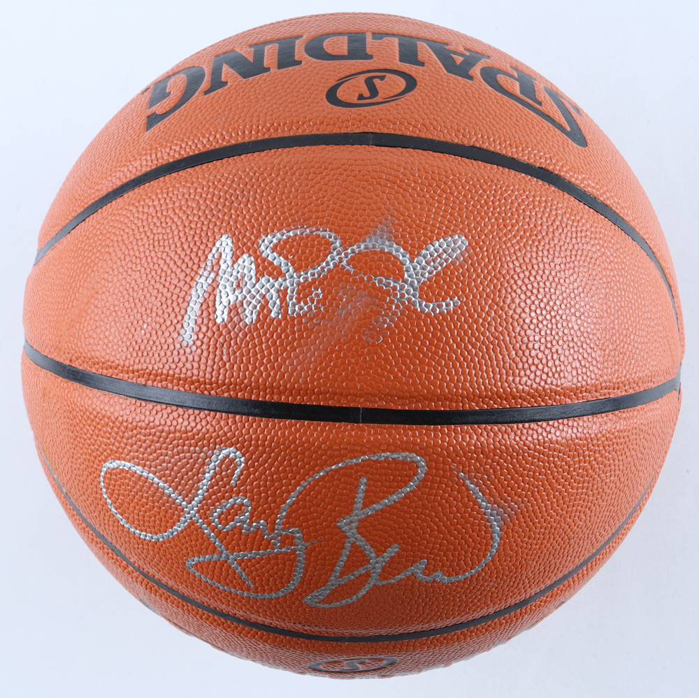 Larry Bird & Magic Johnson Signed NBA Basketball (Fanatics) | Pristine ...