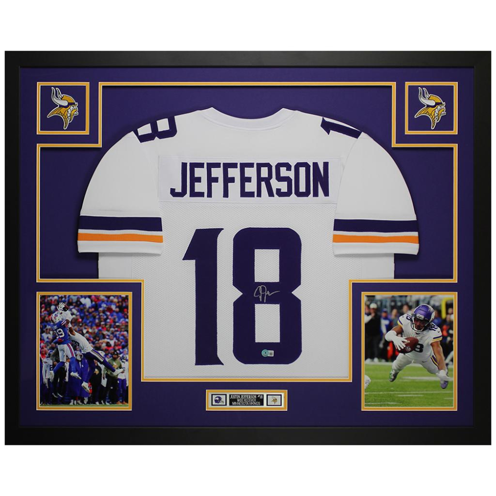 Justin Jefferson Signed Custom Framed Jersey Display (Beckett ...