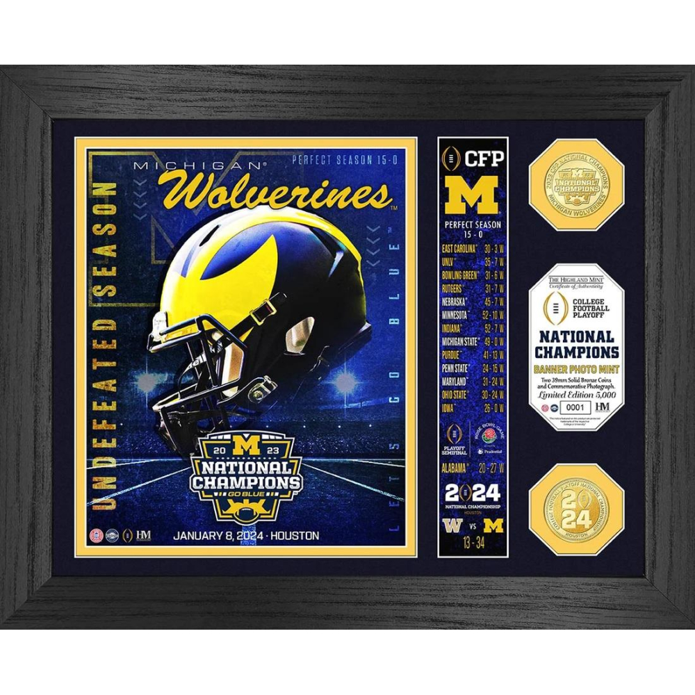 Michigan Wolverines 2023-24 National Champions LE Commemorative Plaque ...