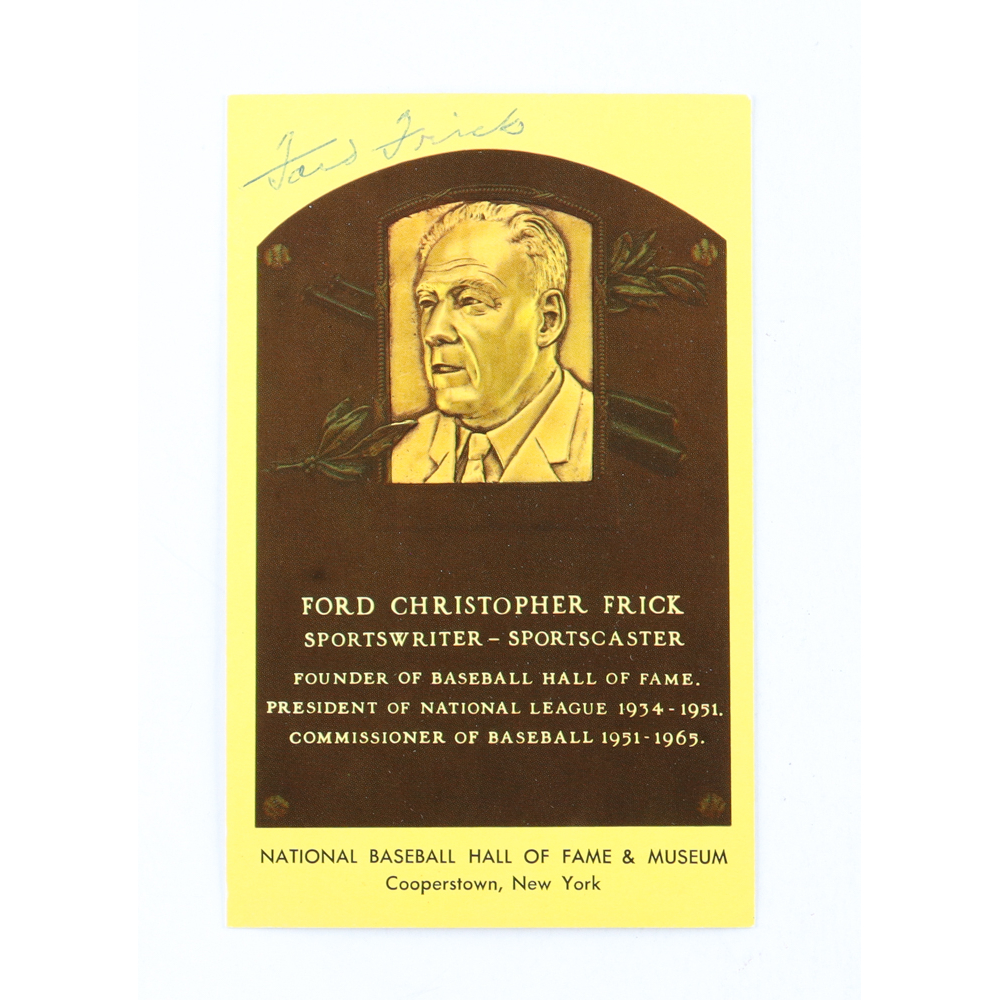 Ford Frick Signed Hall of Fame Plaque Postcard (JSA) | Pristine Auction