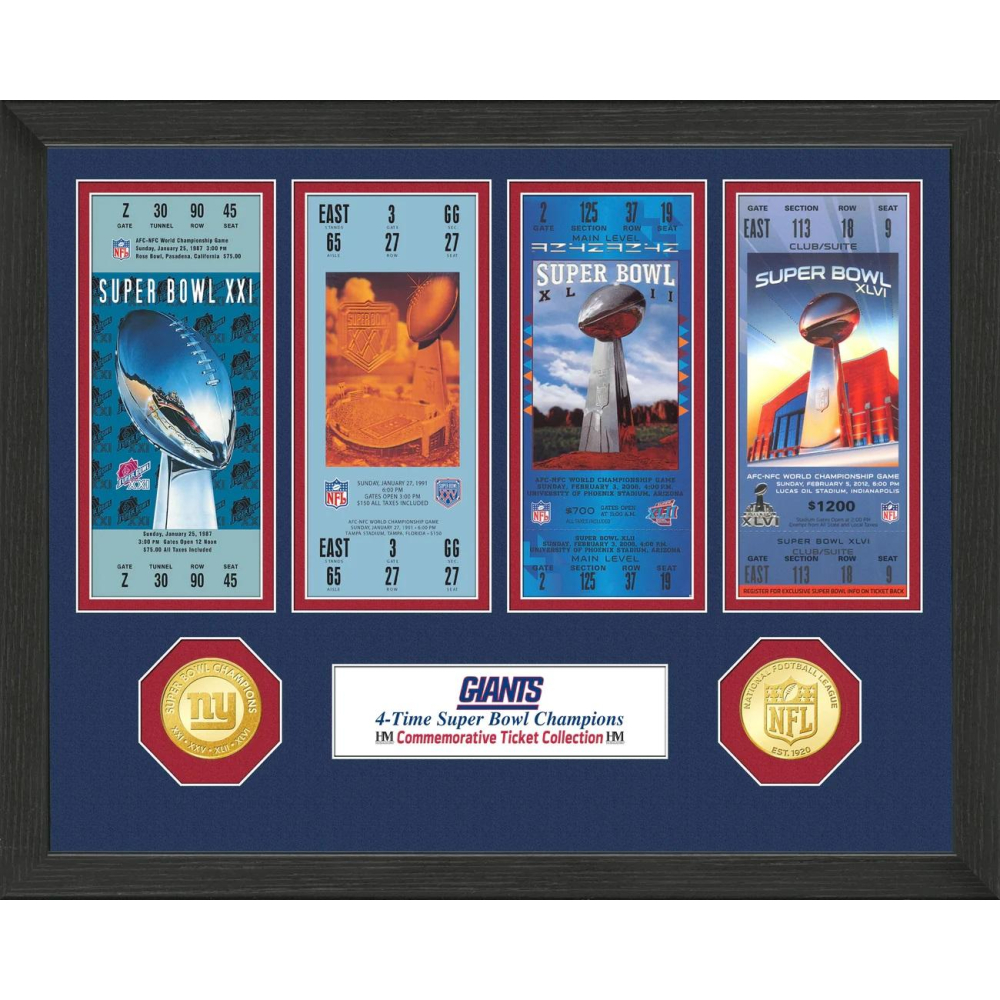 Giants "4-Time Super Bowl Champions" Custom Framed Ticket Display with ...