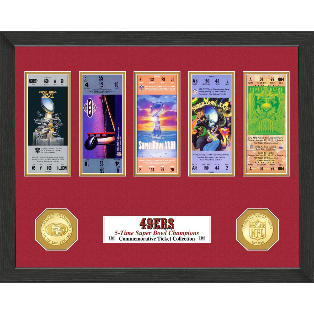 49ers "5-Time Super Bowl Champions" Custom Framed Ticket Display with ...