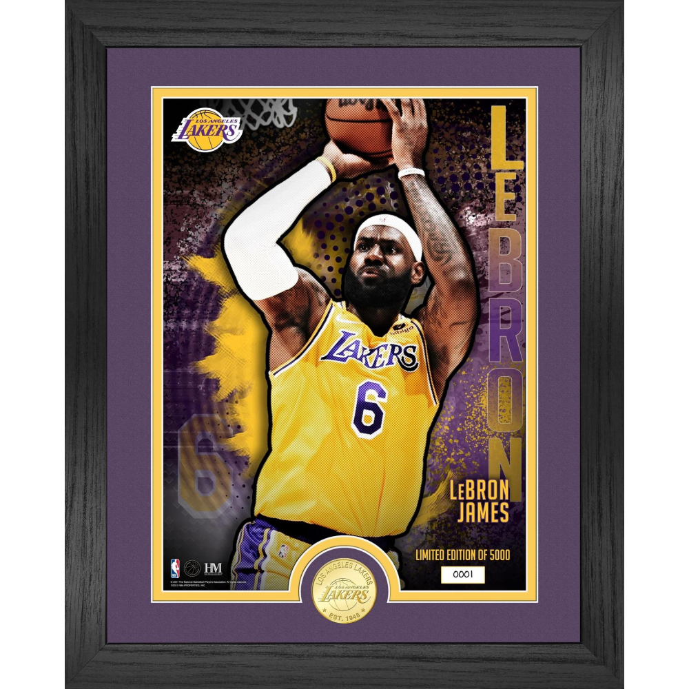 LeBron James LE Lakers "Dominator" Custom Framed Photo with Bronze Coin ...