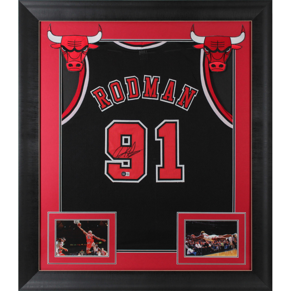 Dennis Rodman Signed Custom Framed Jersey Display (Beckett) | Pristine ...