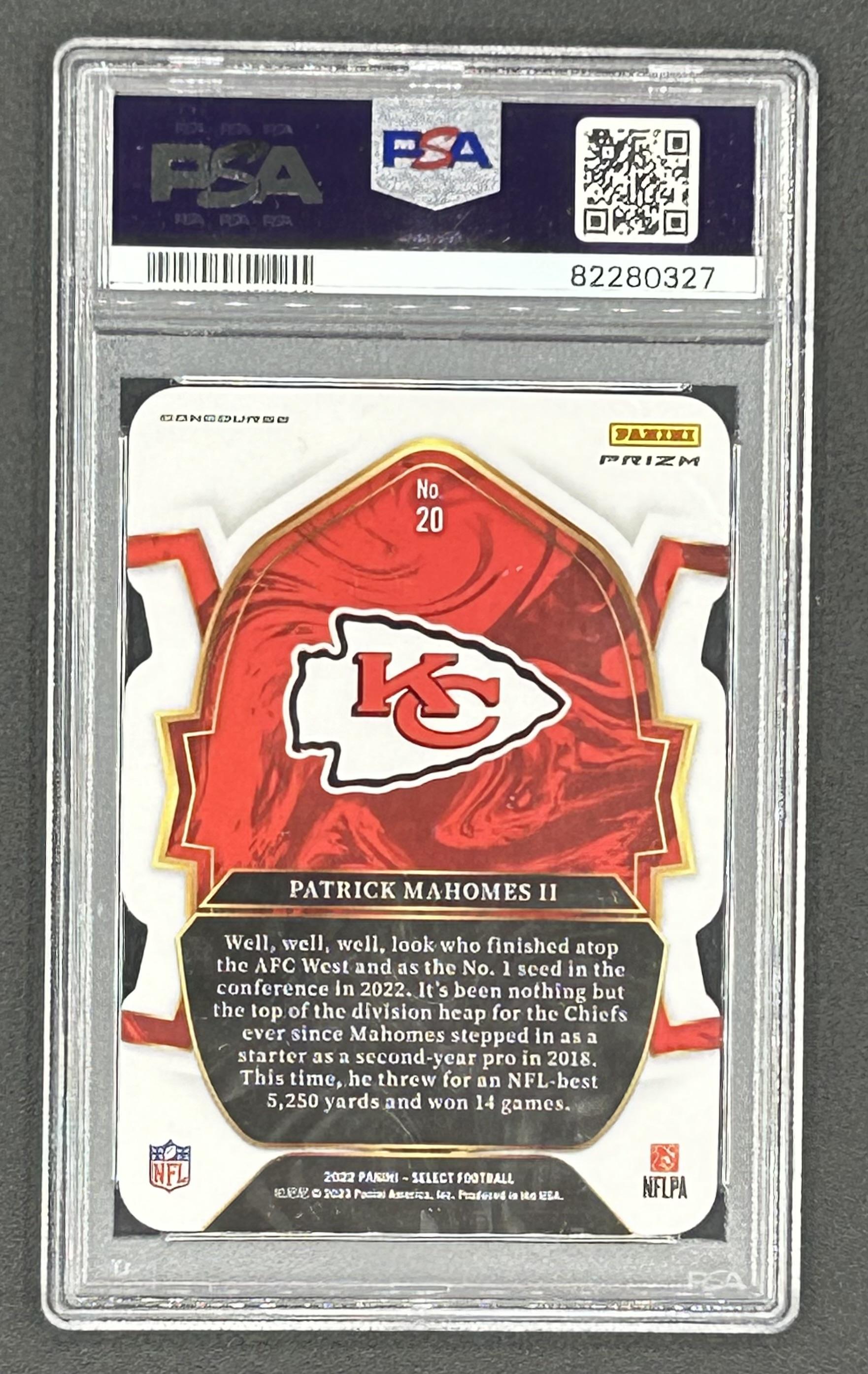 Patrick Mahomes II 2022 Select Prizm Black and Red Die Cut #20 (PSA 10 ...