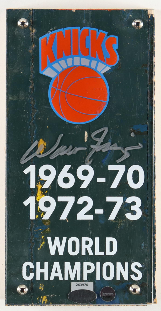 Walt Frazier Signed Knicks 4"x8" 1973 Madison Square Garden Court Piece ...