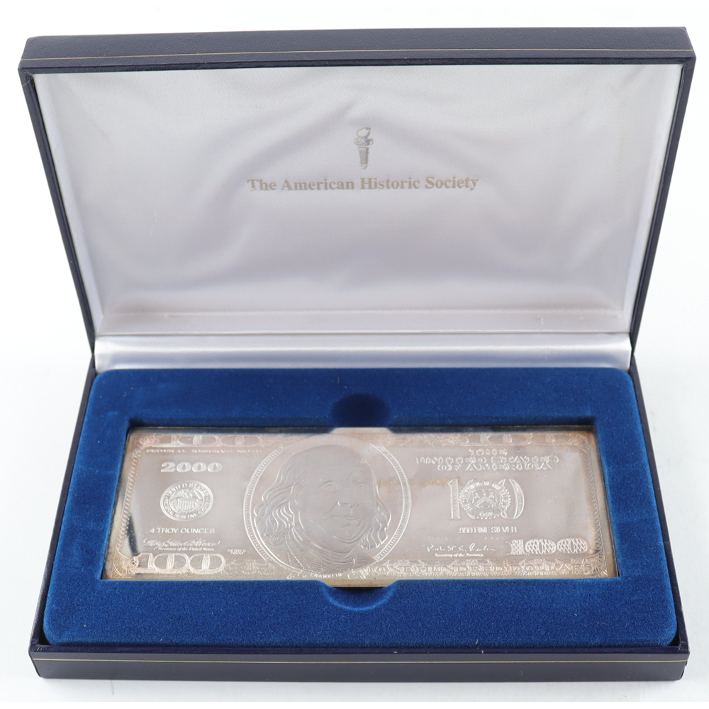 2000 "One Hundred Dollar" 100$ Quarter Pound Silver .999 Fine Silver ...