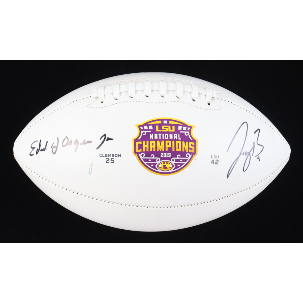 Joe Burrow & Ed Orgeron Signed LSU Tigers 2019 Championship Logo ...