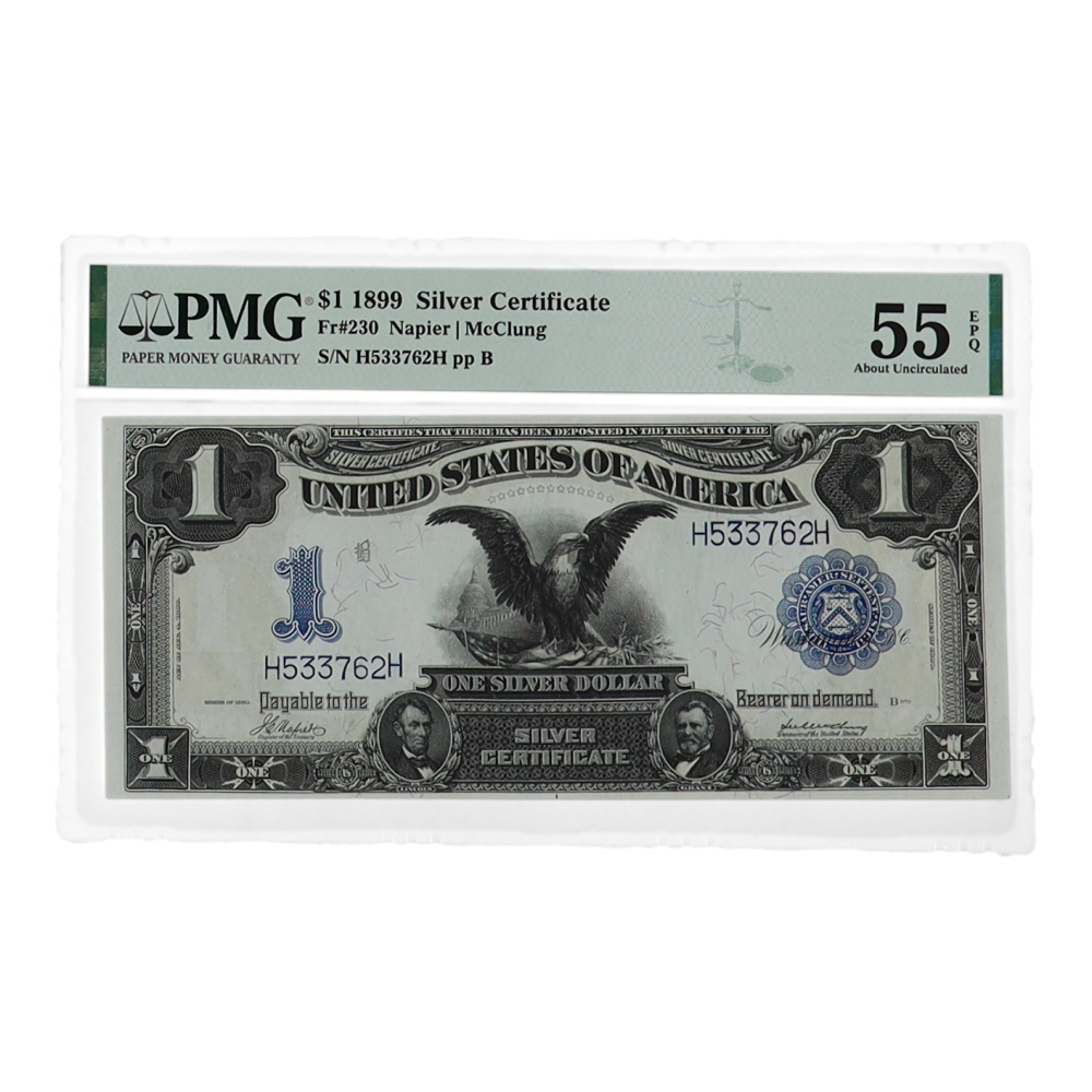1899 U.S. $1 One Dollar "Black Eagle" Silver Certificate (PMG AU55 EPQ ...