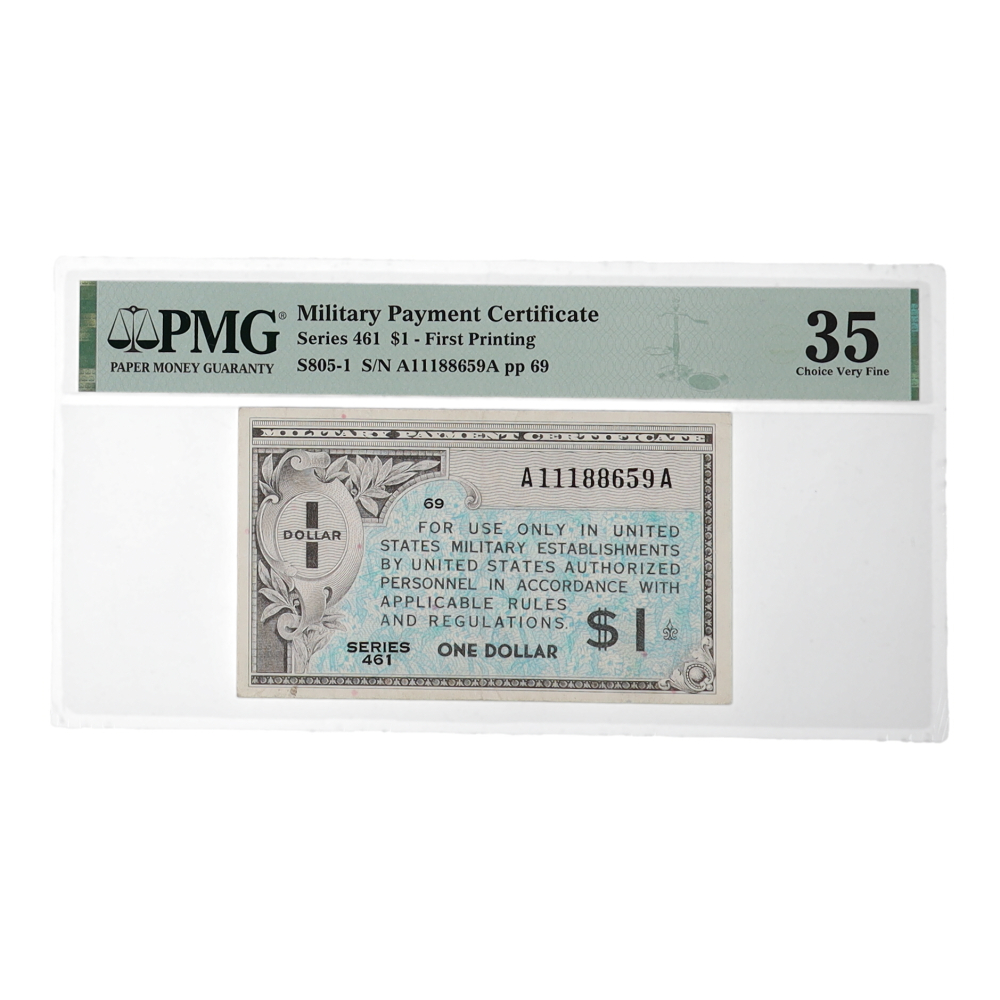 1946-51 U.S. Military $1 Payment Certificate - Series 461, 1st Printing ...