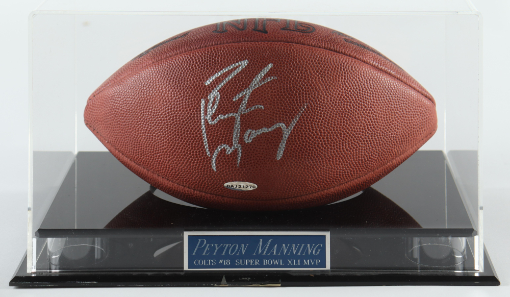 Peyton Manning Signed NFL Official Game Ball Football with Display Case ...