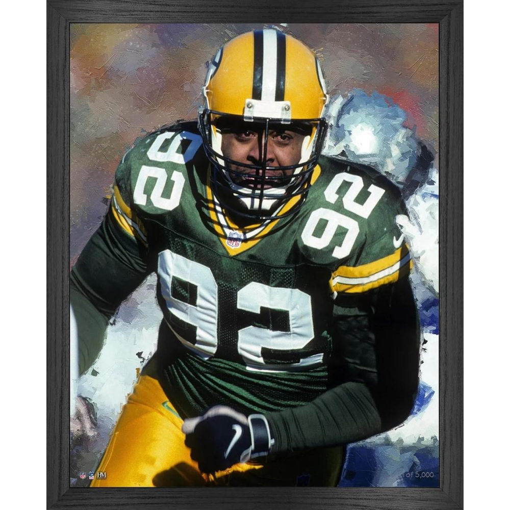 Reggie White LE Packers Custom Framed Canvas | Pristine Auction