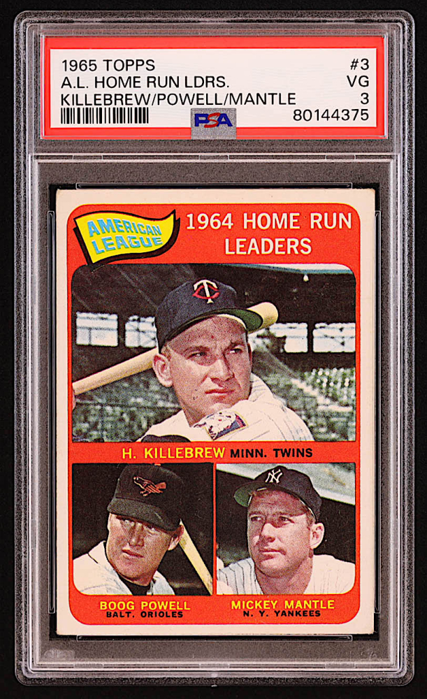 Harmon Killebrew / Mickey Mantle / Boog Powell 1965 Topps #3 AL Home ...