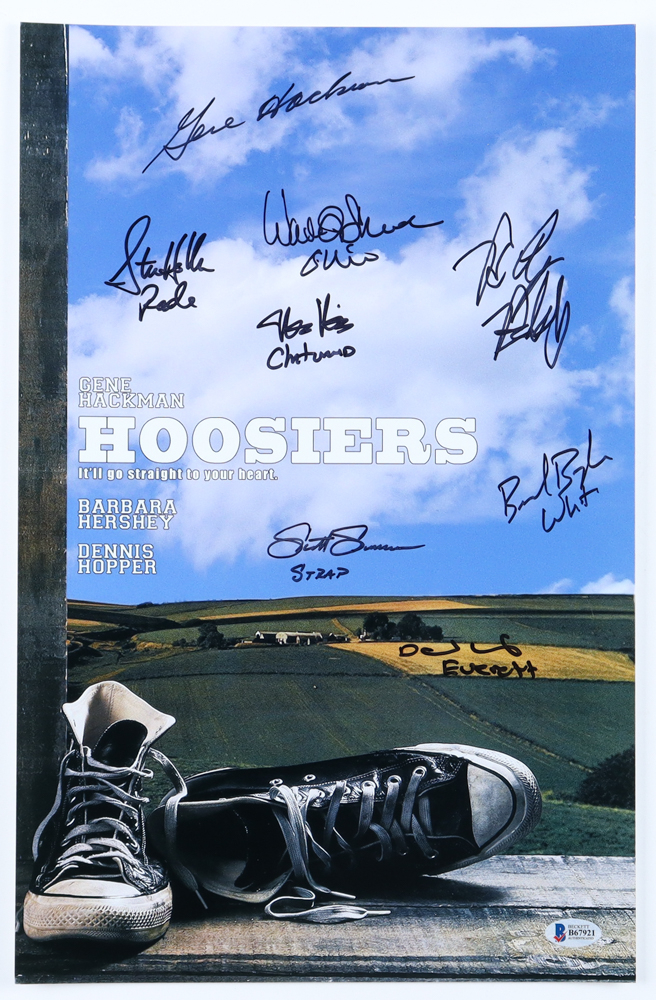 Hoosiers 11x17 Photo Signed By (8) Including Gene Hackman, Wade Schenck ...