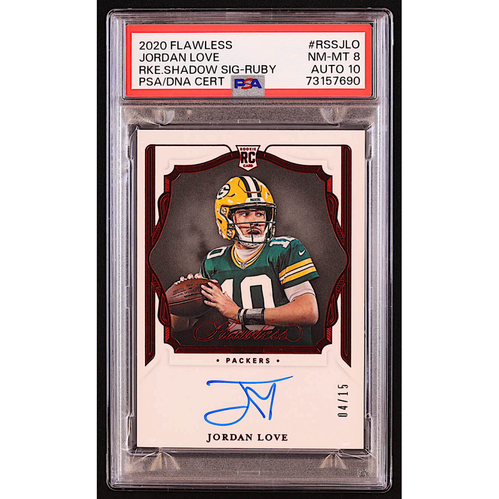 Jordan Love 2020 Panini Flawless Rookie Shadow Signatures Ruby #9 RC ...