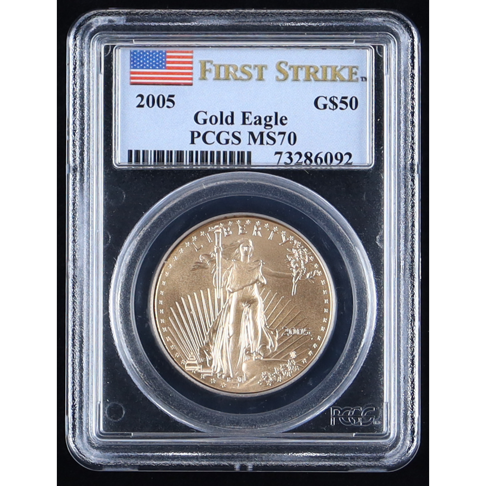 2005 American Gold Eagle $50 - 1oz. Gold - First Strike (PCGS MS70 ...