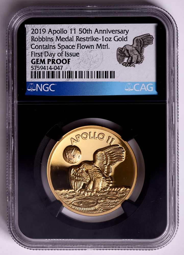 2019 Apollo 11 1 oz Gold 50th Anniversary Robbins Medal Restrike ...