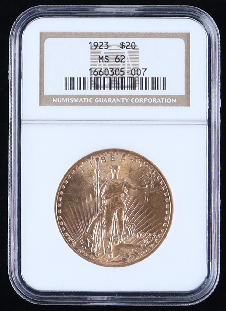 1923 $20 Saint-Gaudens Gold Coin (NGC MS62) | Pristine Auction