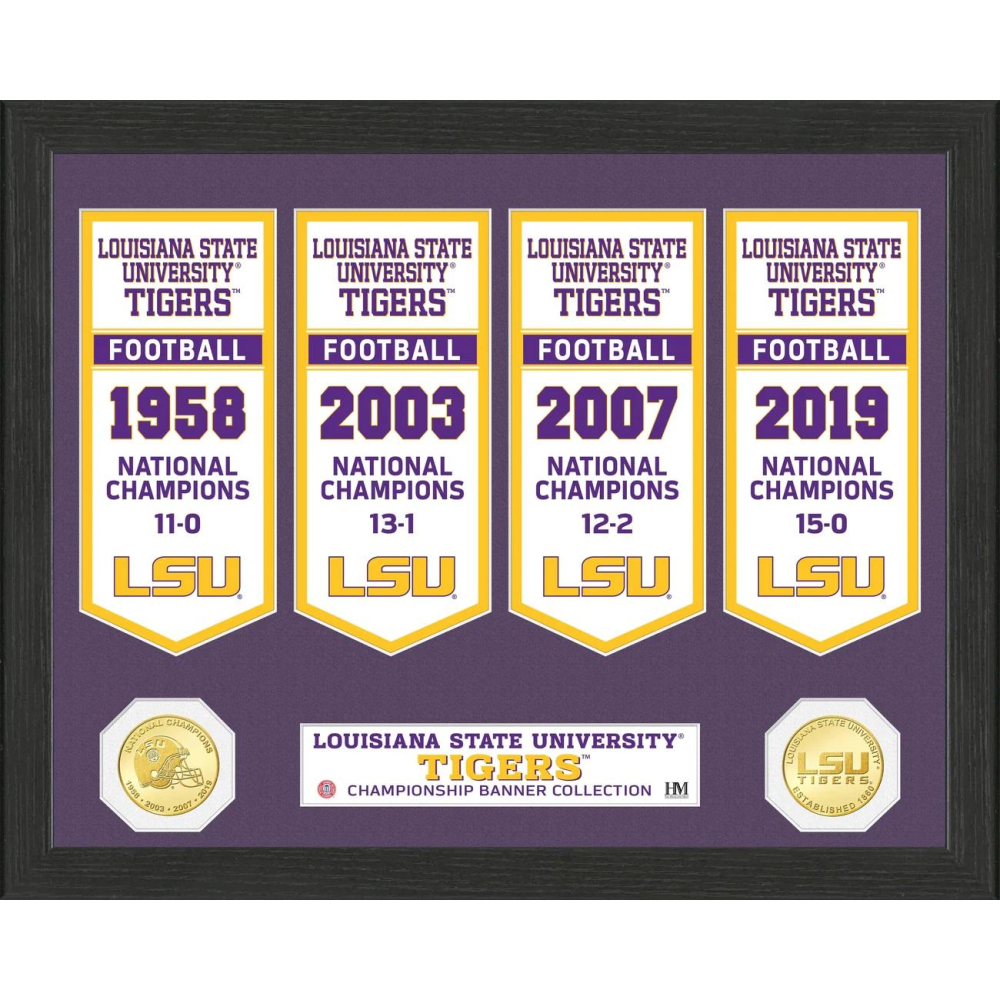 LSU Tigers Football National Champions Banner Custom Framed Photo with ...