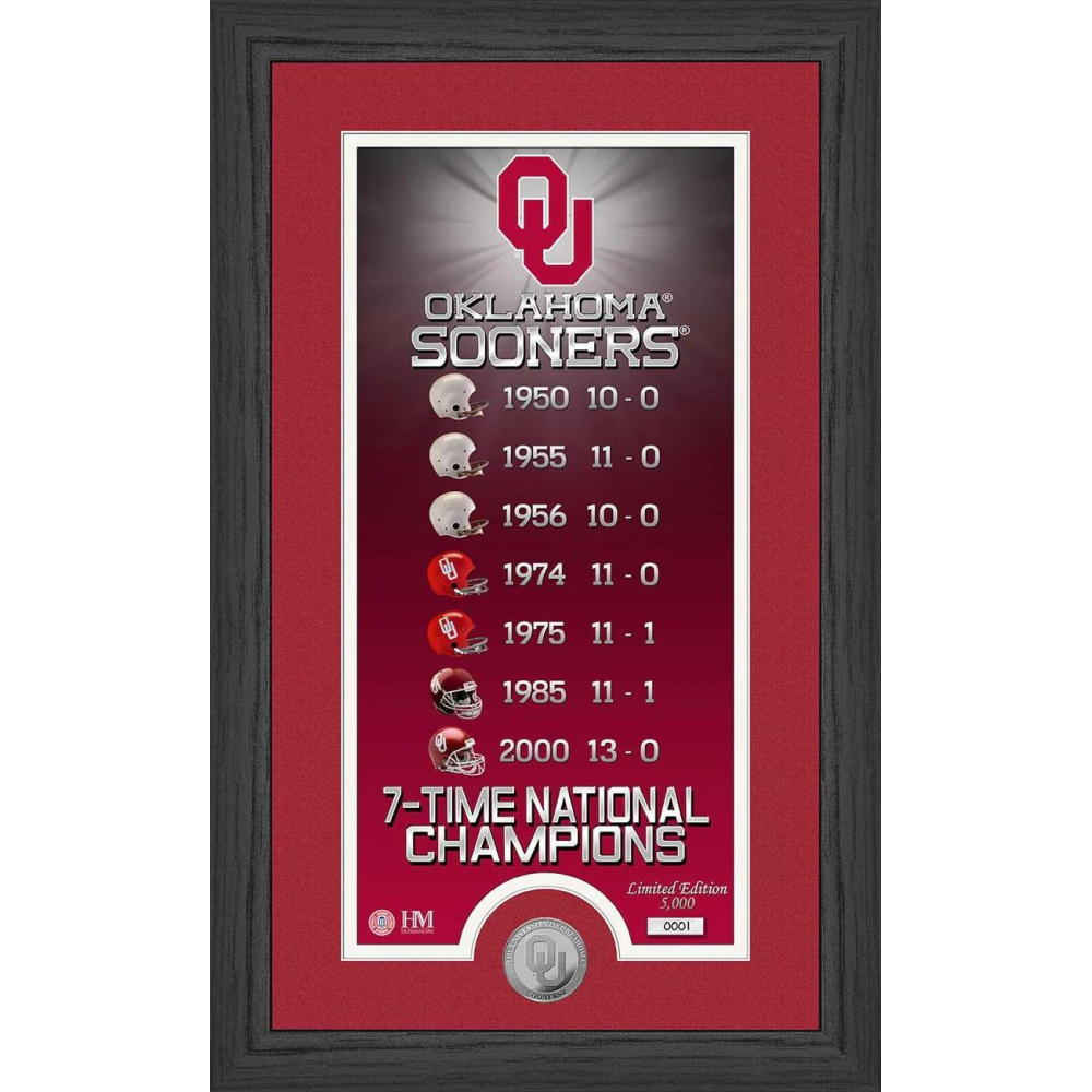 Oklahoma Sooners LE National Champions Commemorative Framed Photo with ...