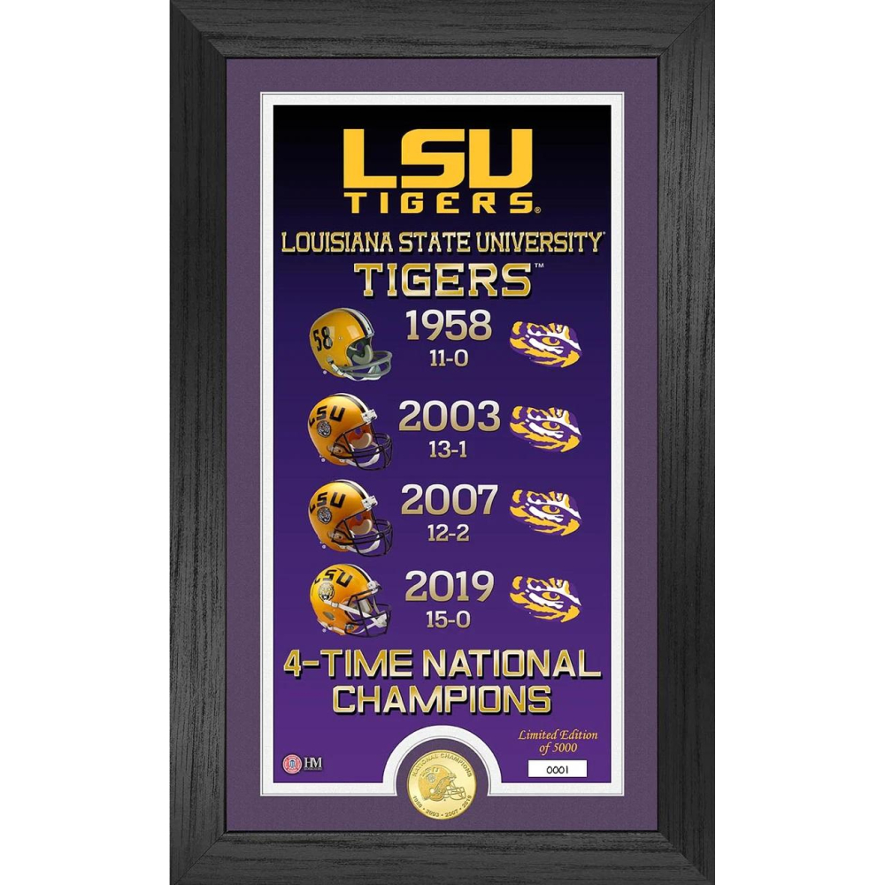LSU Tigers LE National Champions Commemorative Framed Photo with Bronze ...