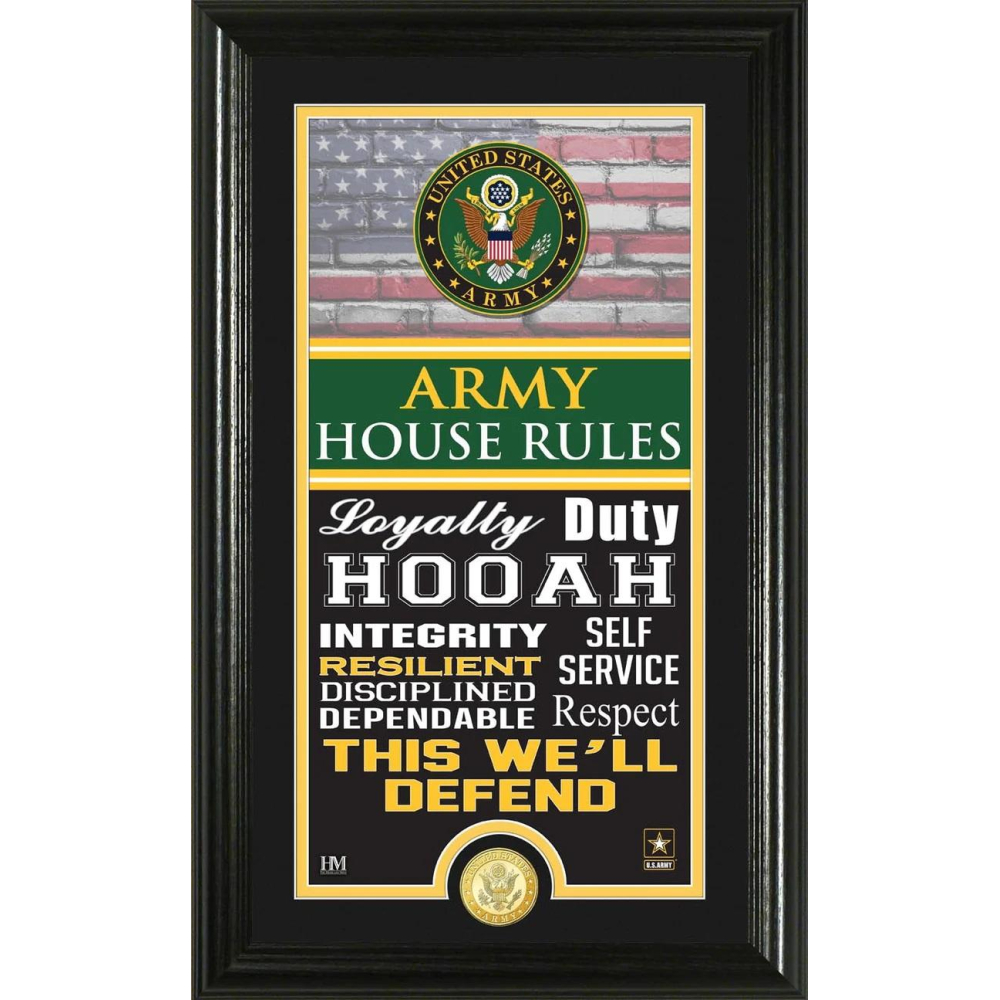 United States Army "House Rules" Custom Framed Photo with Bronze Coin ...