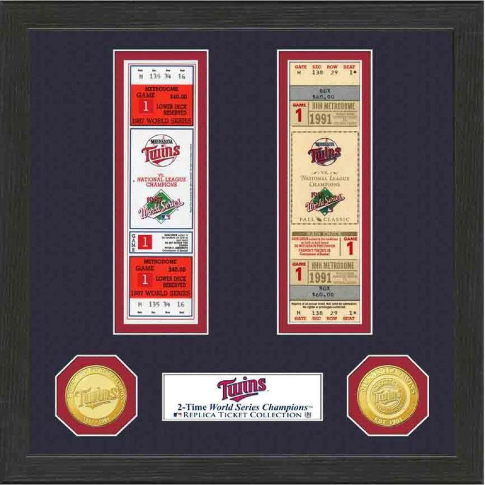 Twins "2-Time World Series Champions" Custom Framed Ticket Display with ...
