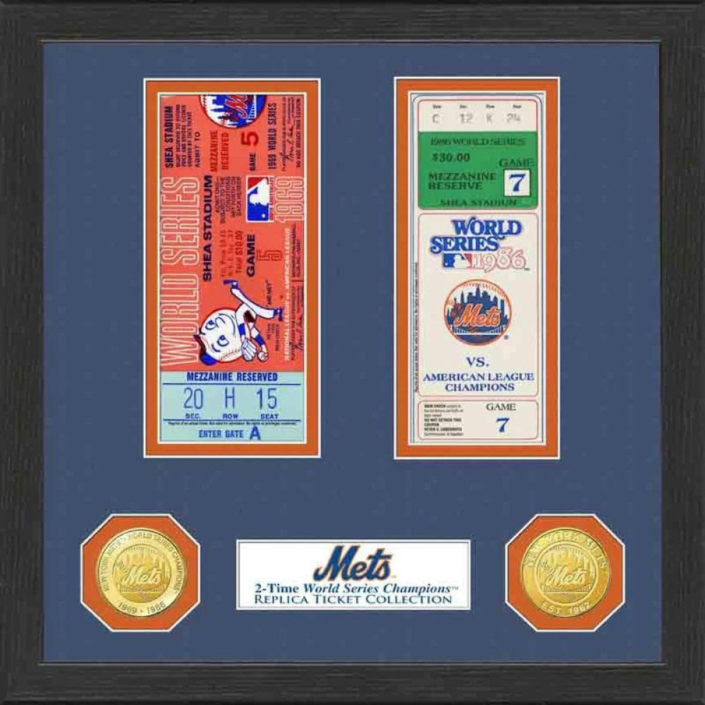 Mets "2-Time World Series Champions" Custom Framed Ticket Display with ...