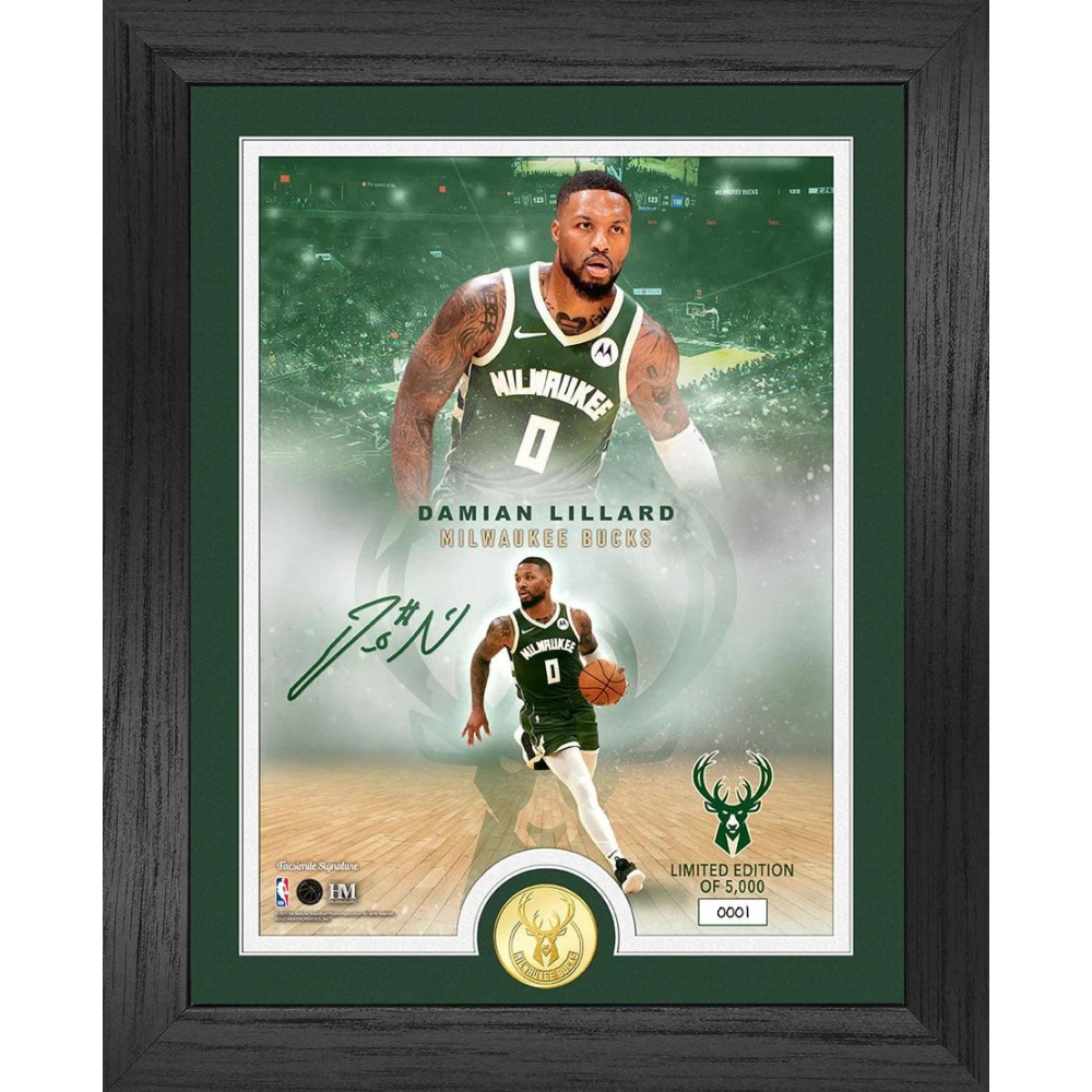 Damian Lillard Bucks LE Custom Framed Photo Mint with Bronze Coin ...