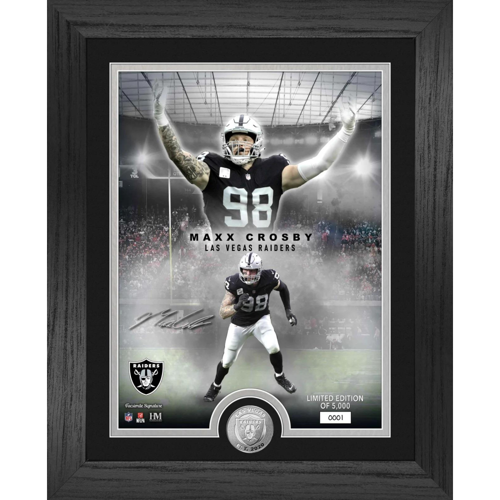 Maxx Crosby Raiders LE Custom Framed Photo Mint with Silver Plated Coin ...