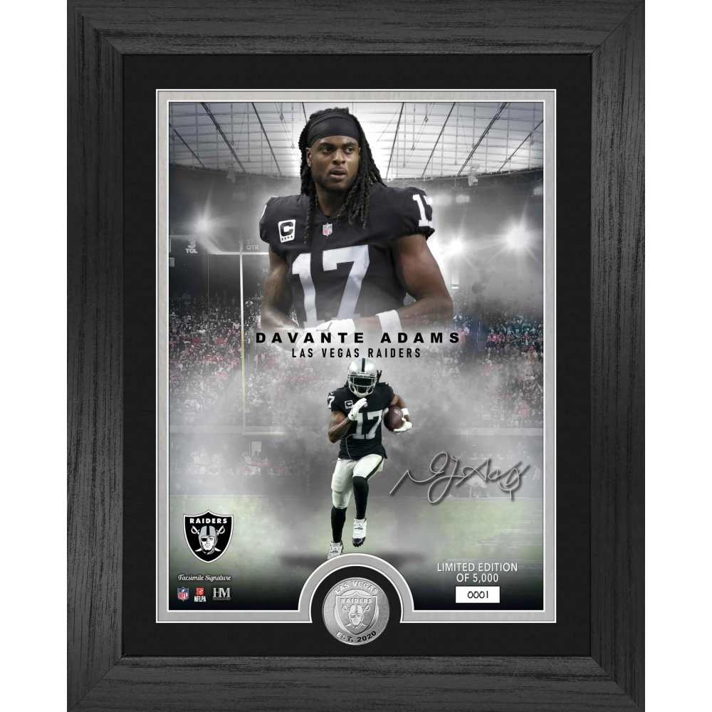 Davante Adams Raiders LE Custom Framed Photo Mint with Silver Plated ...
