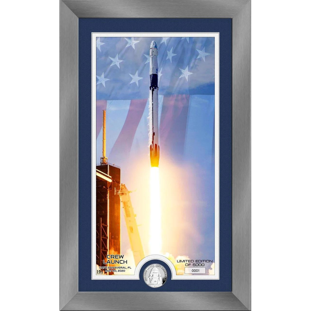 NASA Dragon Crew Launch LE Custom Framed Photo with Silver Plated Coin ...
