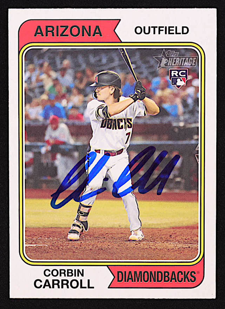 Corbin Carroll Signed 2023 Topps Heritage #209 RC (PSA) | Pristine Auction