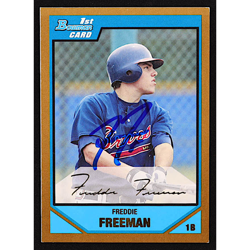 Freddie Freeman Signed 2007 Bowman Draft Draft Picks Gold #BDPP12 (PSA ...