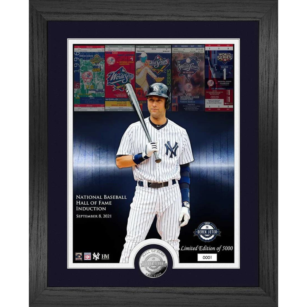 Derek Jeter Yankees "Hall of Fame Induction" LE Custom Framed Photo with Silver Plated Coin ...
