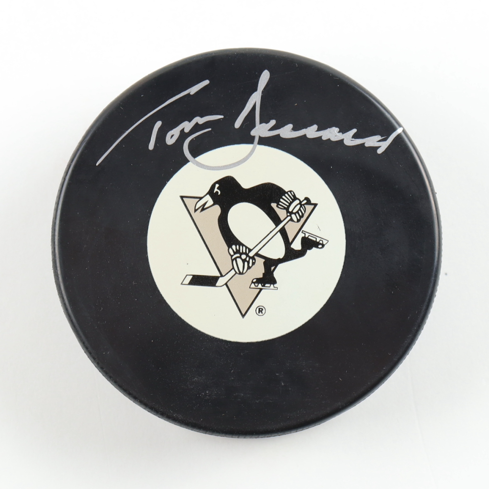 Tom Barrasso Signed Penguins Logo Hockey Puck (AJ's Sports World ...