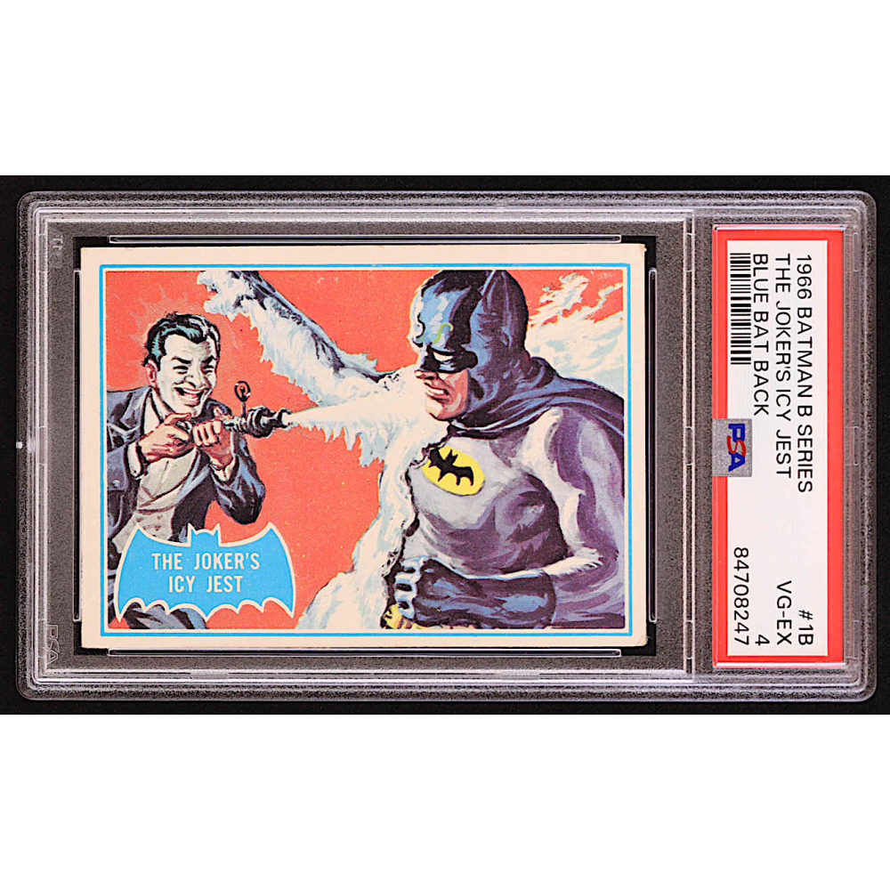 The Joker's Icy Jest 1966 Topps Batman B Series Blue Bat #1B (PSA 4 ...