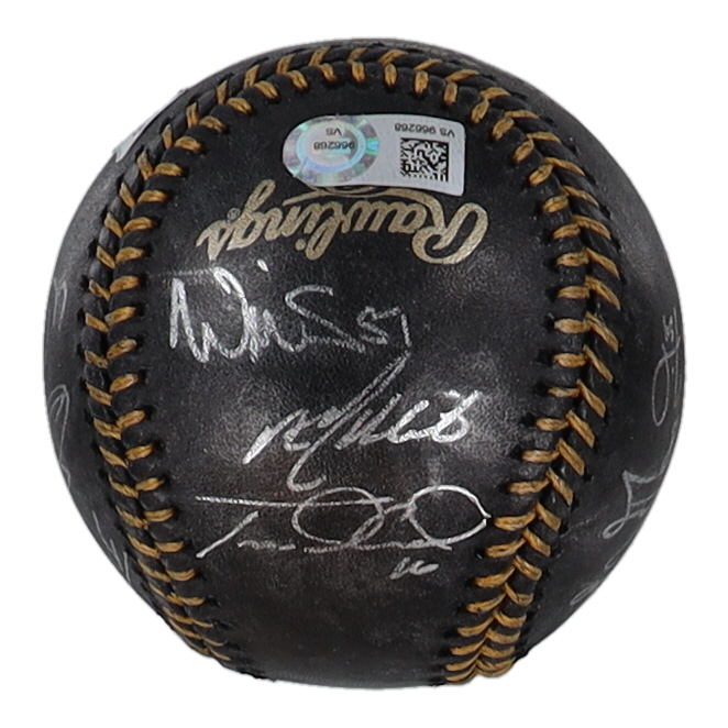 OML Black Leather Baseball Signed by (13) with Austin Riley, A.J ...