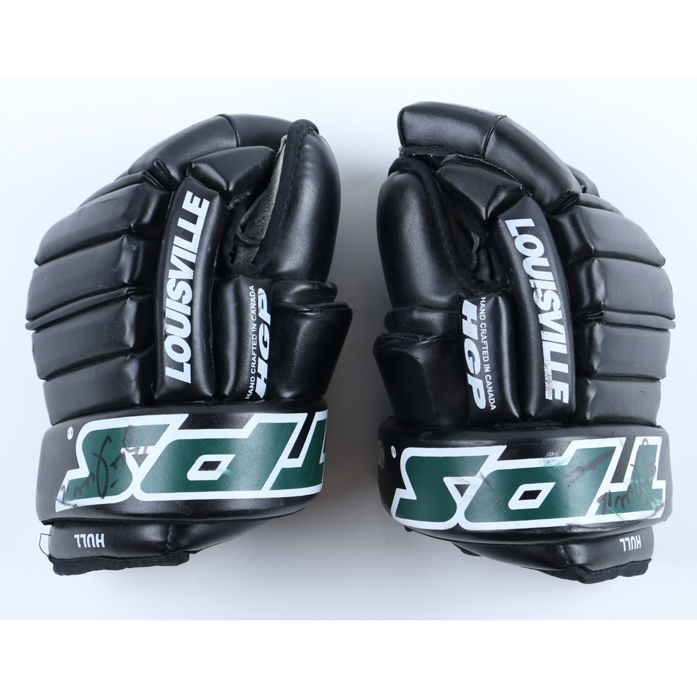 Brett Hull Signed Set of (2) Louisville TPS Hockey Gloves (Beckett ...