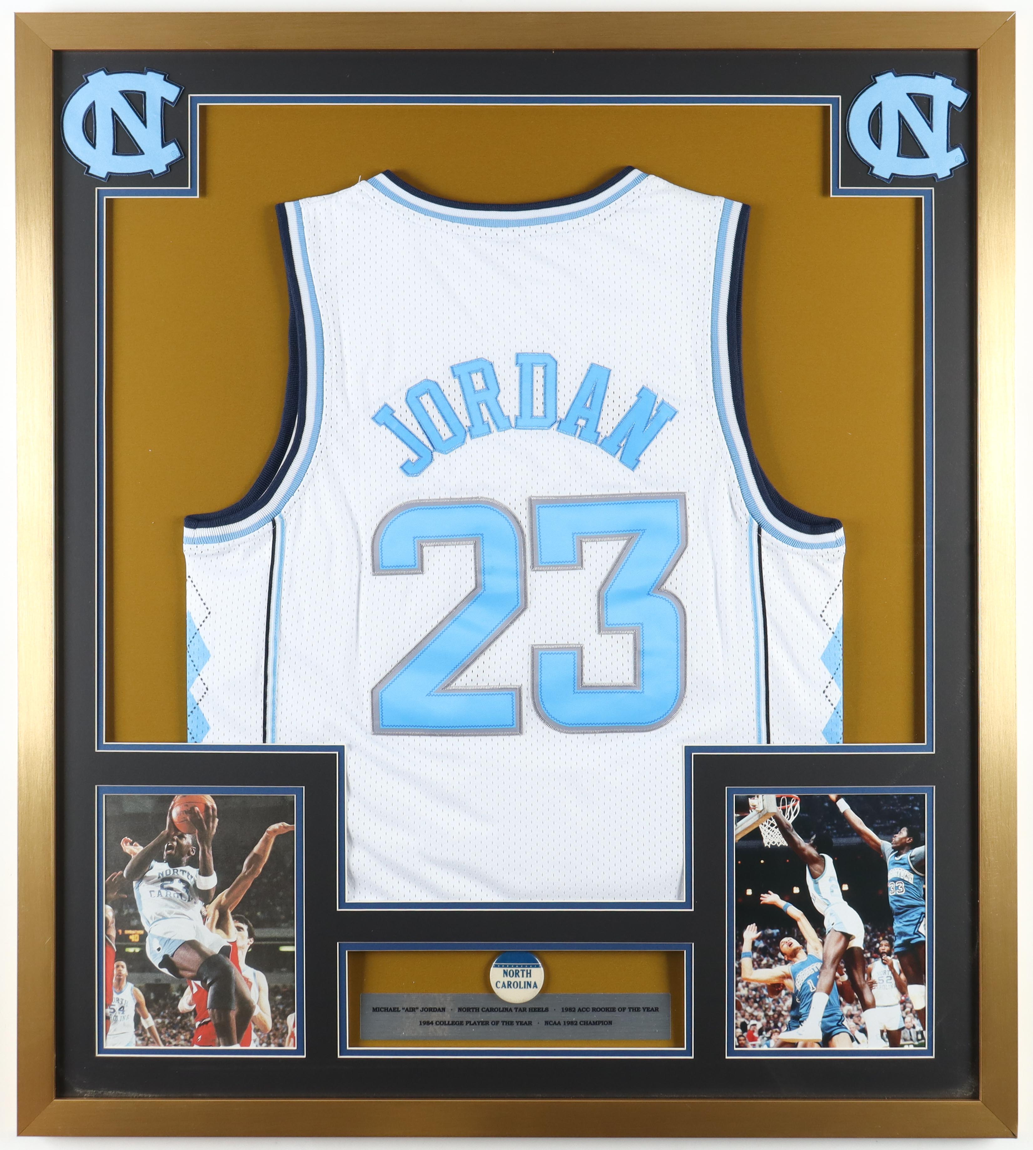 Michael Jordan North Carolina Tar Heels Custom Framed Jersey Display With Vintage Tar Heels ...