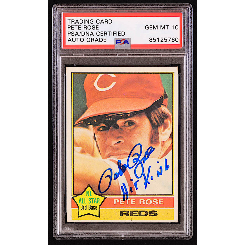 Pete Rose Signed 1976 Topps #240 Inscribed "Hit King" (PSA | Autograph Graded PSA 10) | Pristine ...