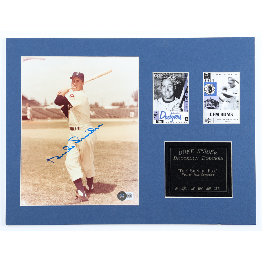 Duke Snider Signed "The Silver Fox" Dodgers 12x16 Custom Matted Photo ...
