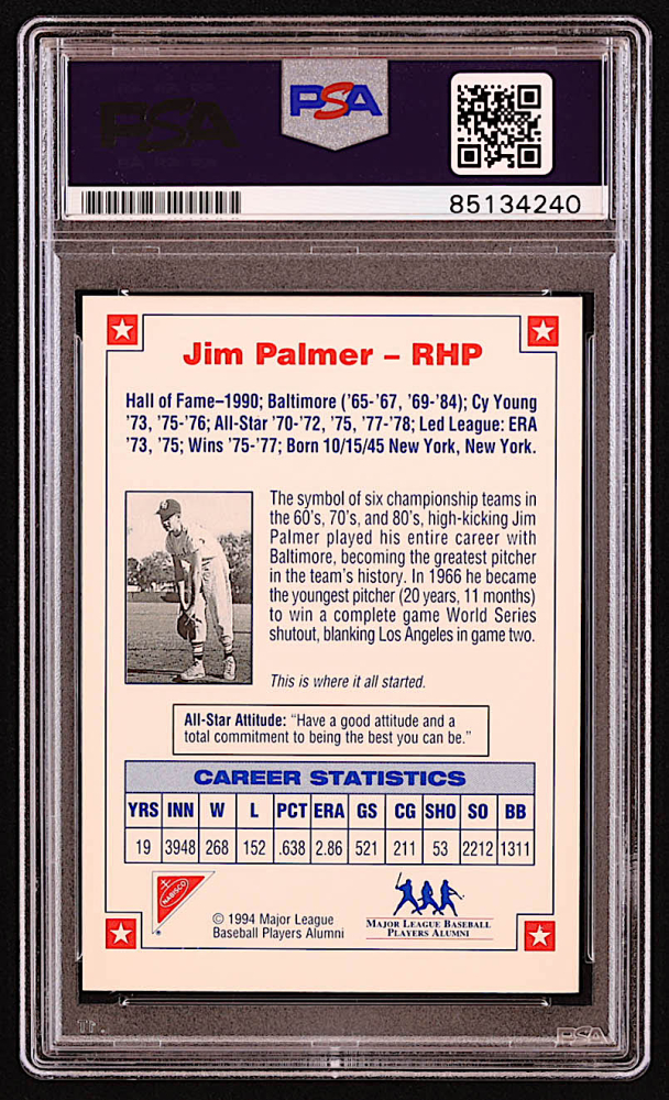 Jim Palmer Signed 1994 Nabisco All-Star Autographs #2 (PSA | Autograph ...